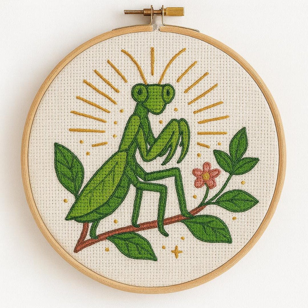 Praying Mantis Cross Stitch Pattern PDF | Nature Bug Embroidery ...