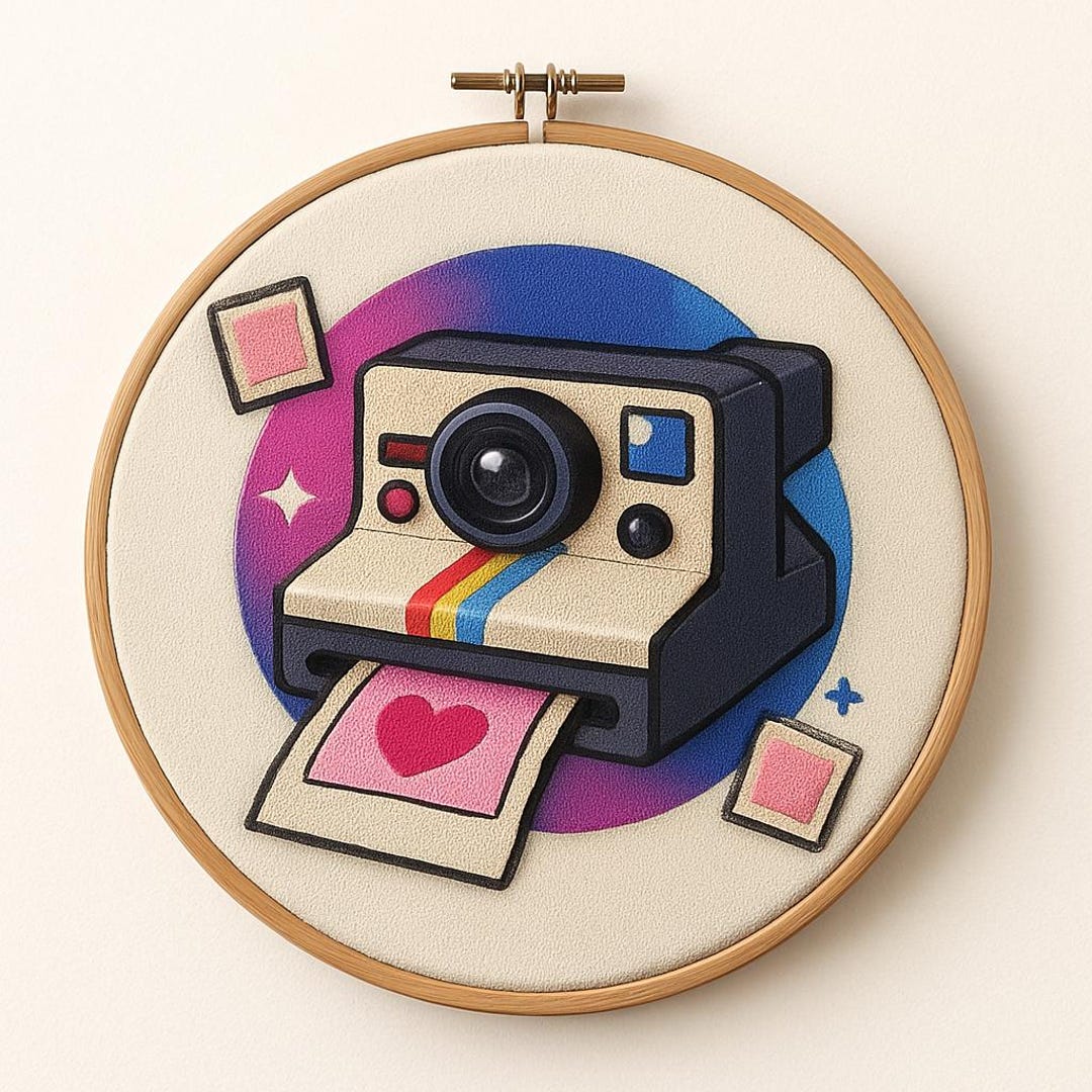 Retro Polaroid Camera Cross Stitch Pattern | Vintage Instant Photo ...