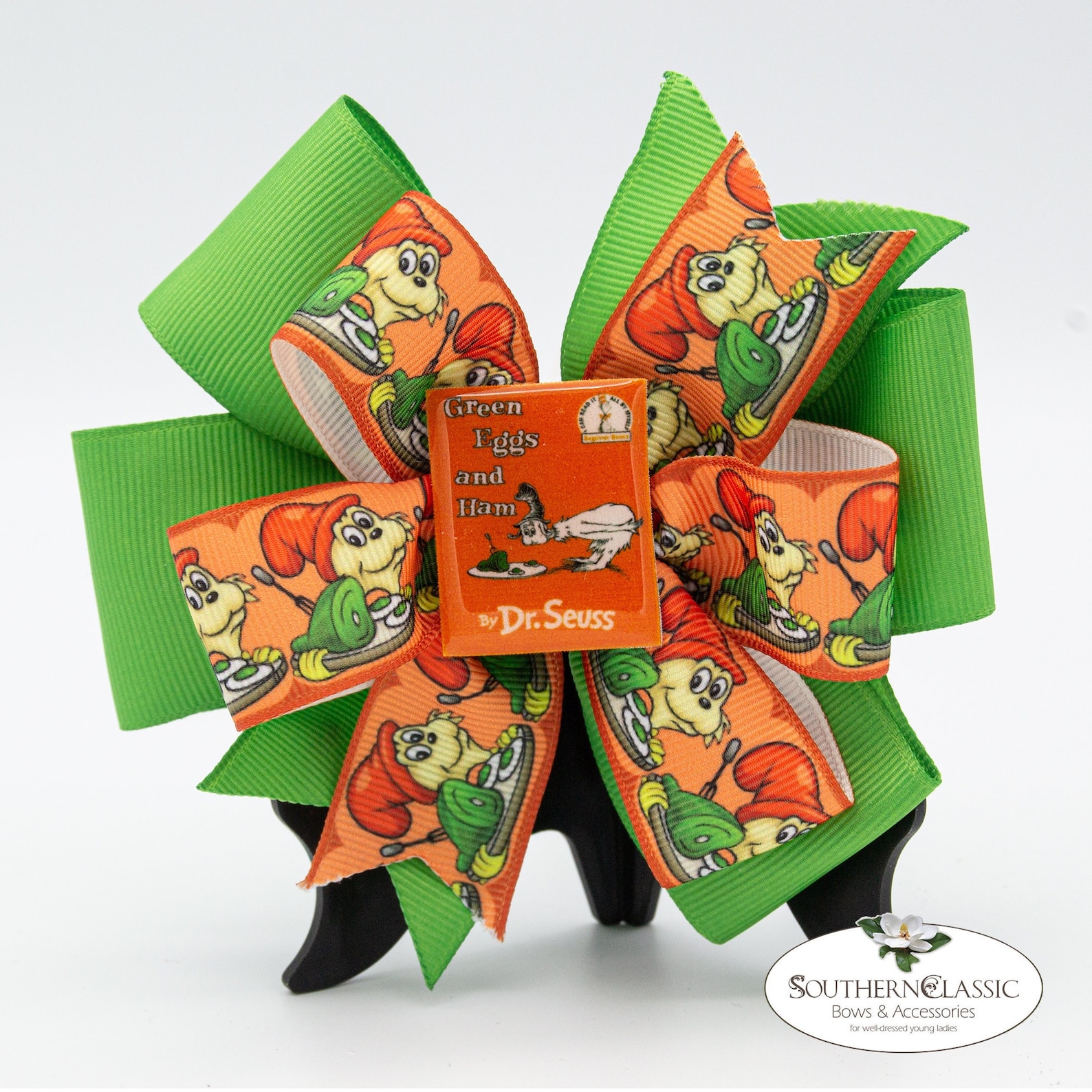 Green Eggs and Ham Hair Bow: Handmade Dr. Seuss Book Center - Etsy