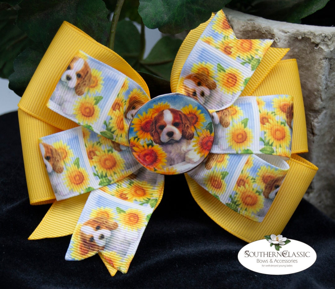 Cute Puppy Stacked Boutique Bow | Cocker Spaniel Puppy Bow | Puppies ...