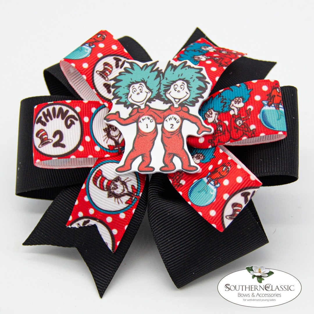Thing 1 & Thing 2 Hair Bow: Dr. Seuss Red Polka Dot Ribbon - Etsy