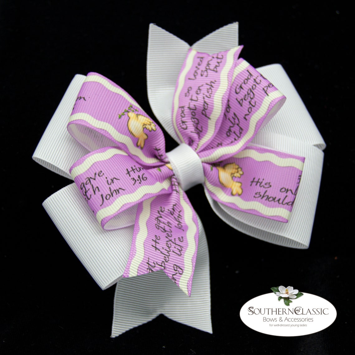 John 3:16 Stacked Boutique Bow Bible Verse Bow Christian | Etsy