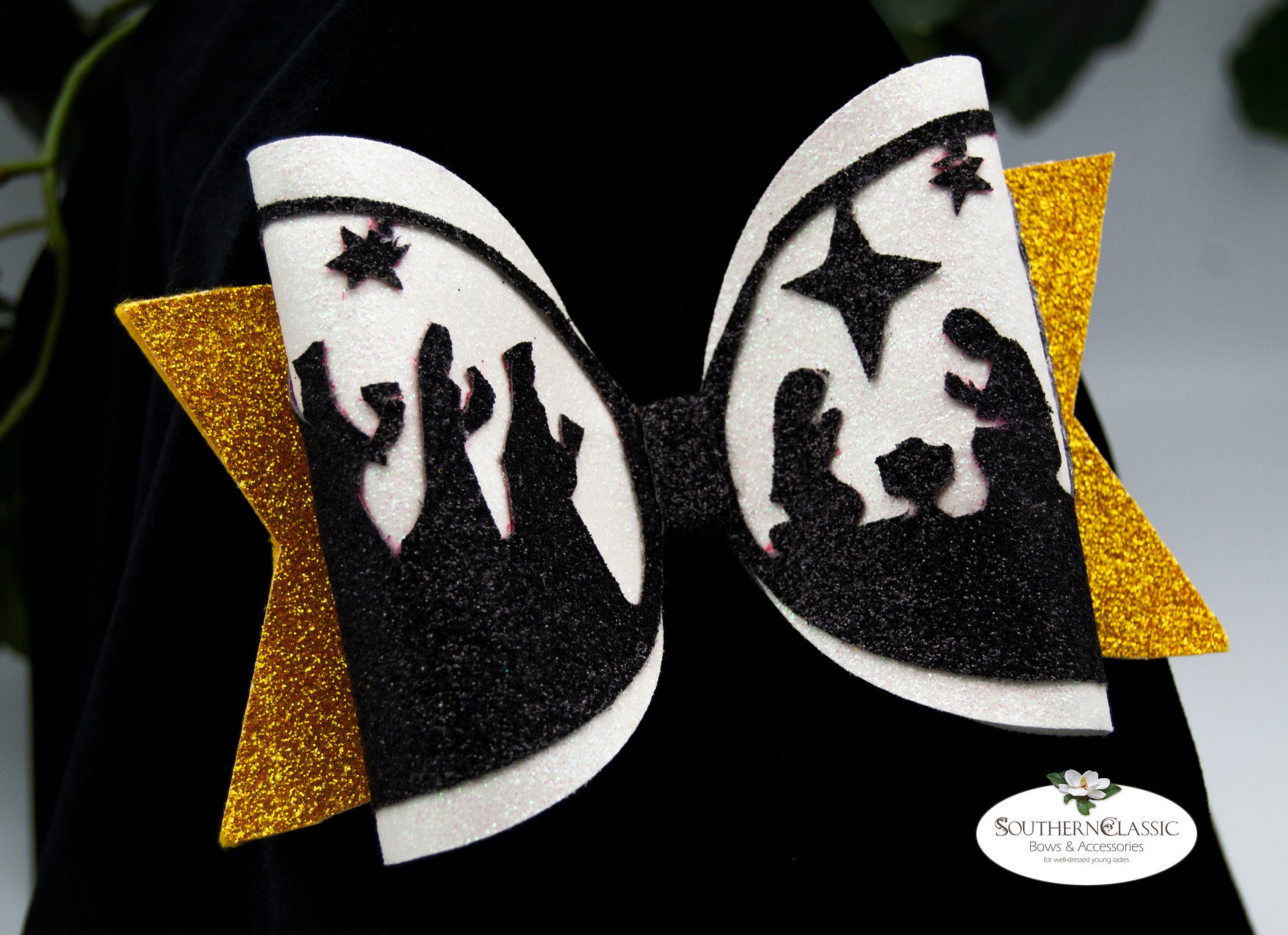 Gorgeous Nativity Bow Glittered Faux Leather Christian - Etsy