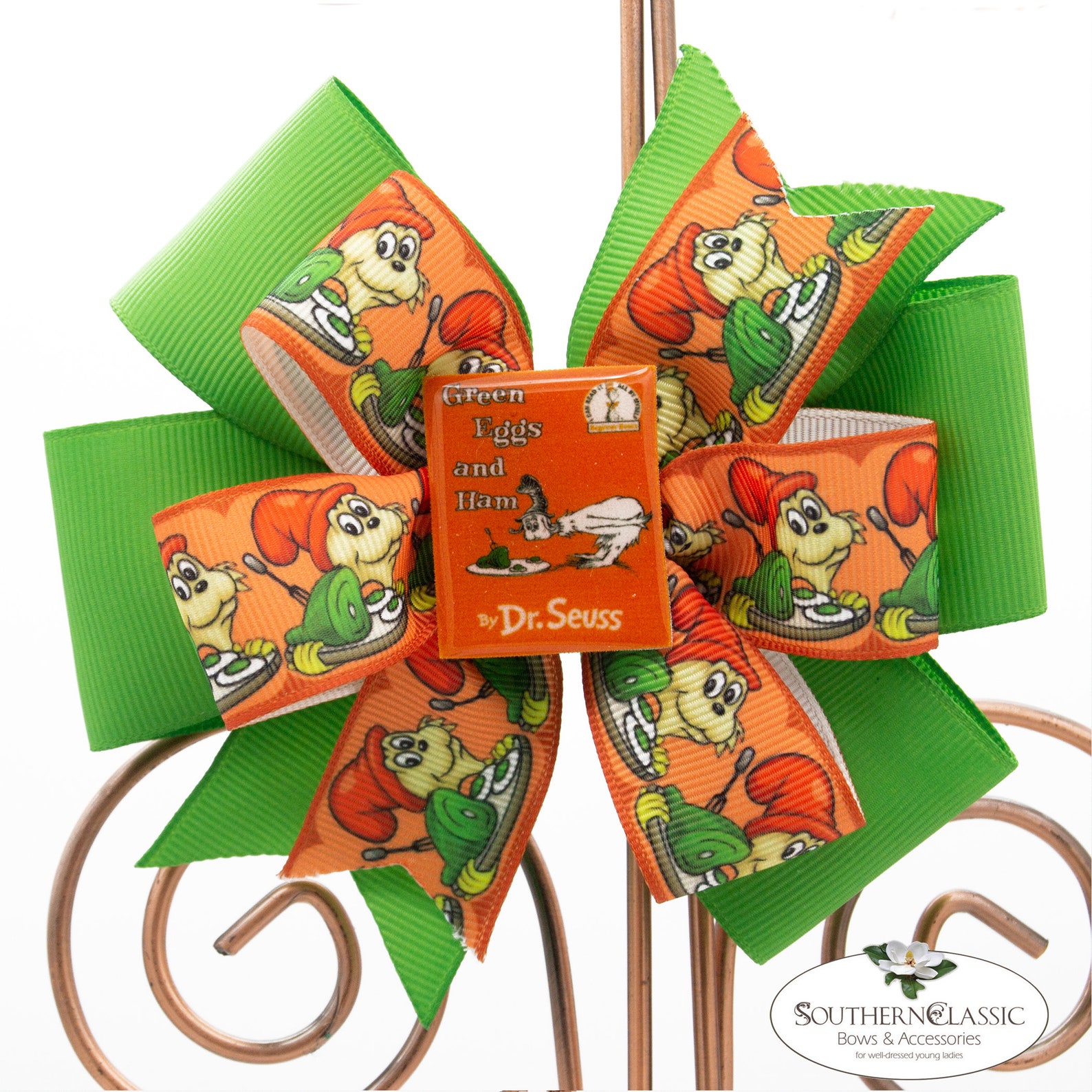 Green Eggs and Ham Hair Bow: Handmade Dr. Seuss Book Center - Etsy