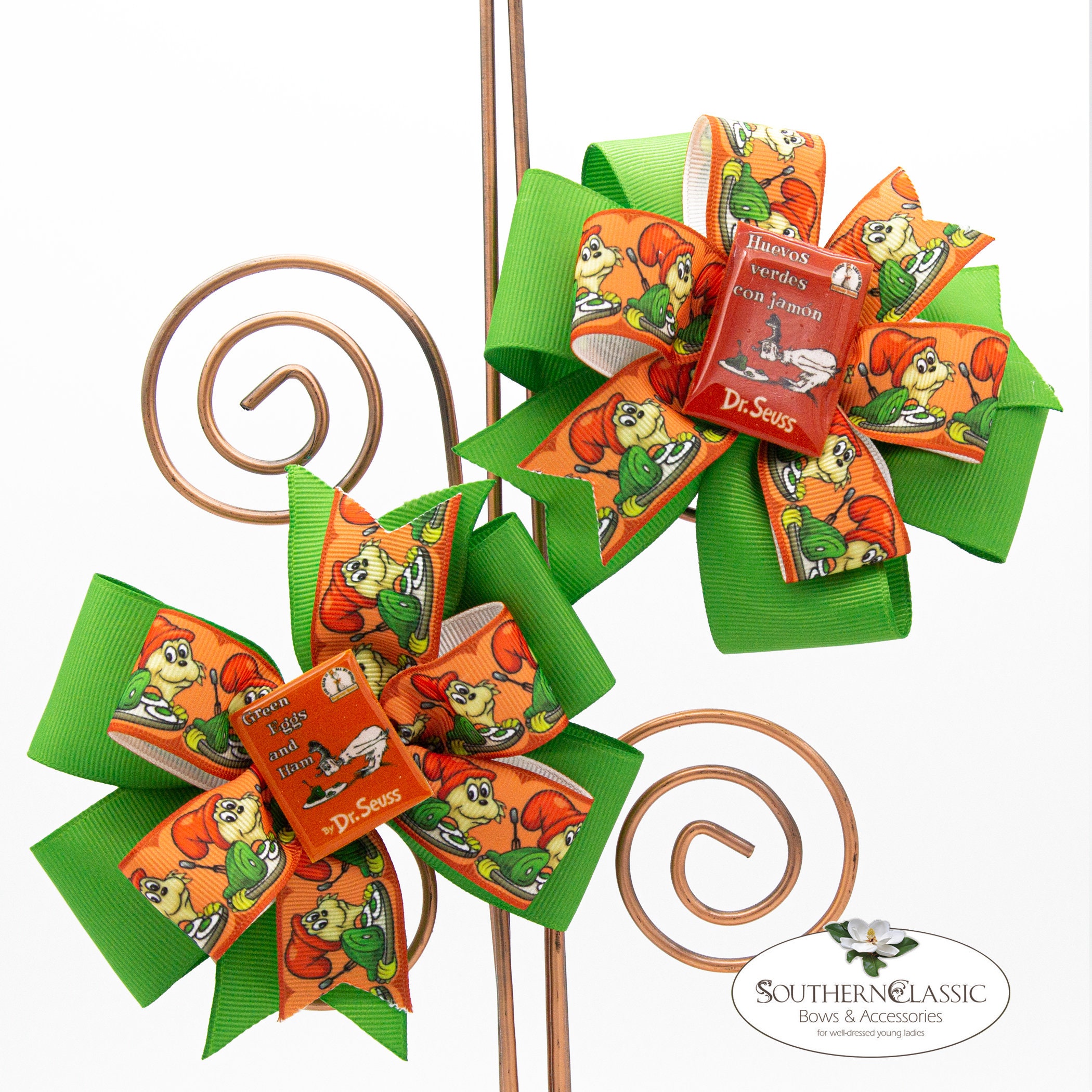 Green Eggs and Ham Hair Bow: Handmade Dr. Seuss Book Center - Etsy
