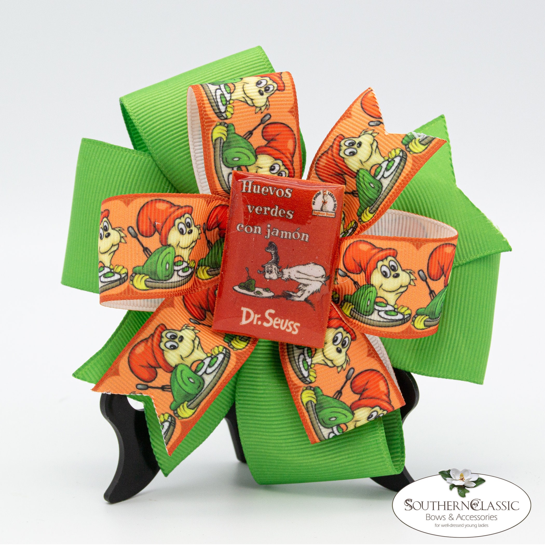 Green Eggs and Ham Hair Bow: Handmade Dr. Seuss Book Center - Etsy