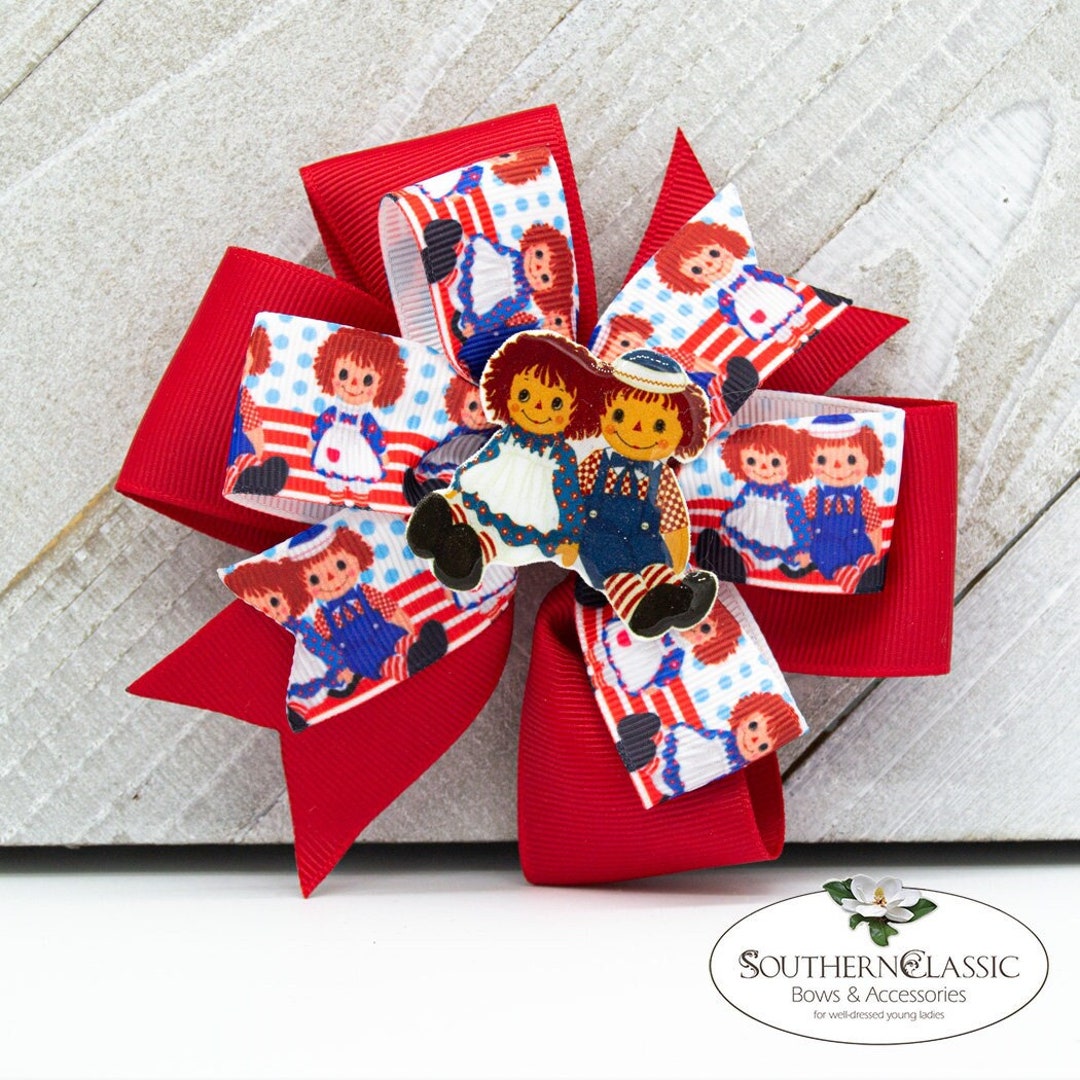 Rag Doll Bow: Stacked Pinwheel Design, Handmade Epoxy Resin Center ...
