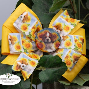 Cute Puppy Stacked Boutique Bow | Cocker Spaniel Puppy Bow | Puppies ...