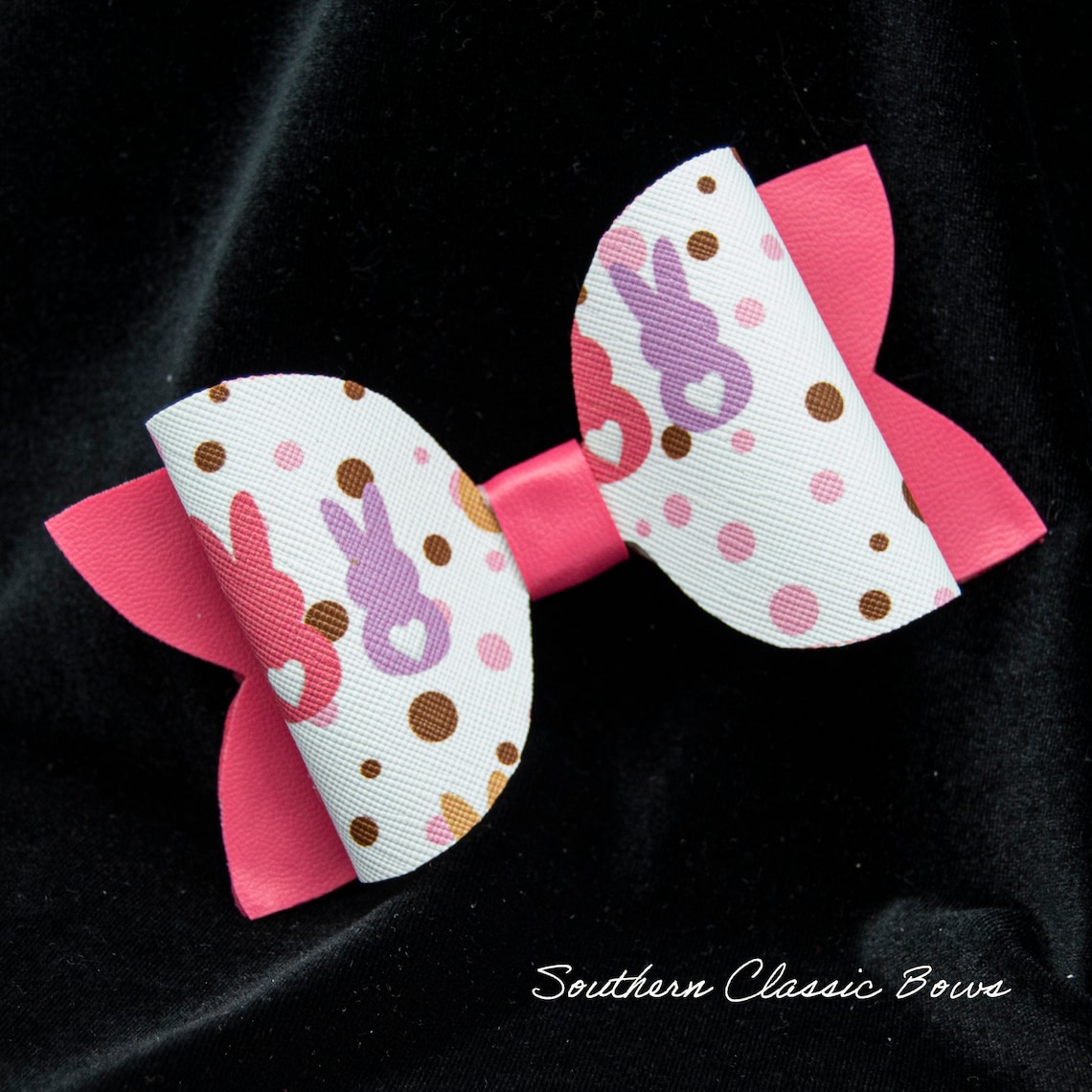 Bunny Butt Bow Faux Leather Easter Bow available in Lavender | Etsy