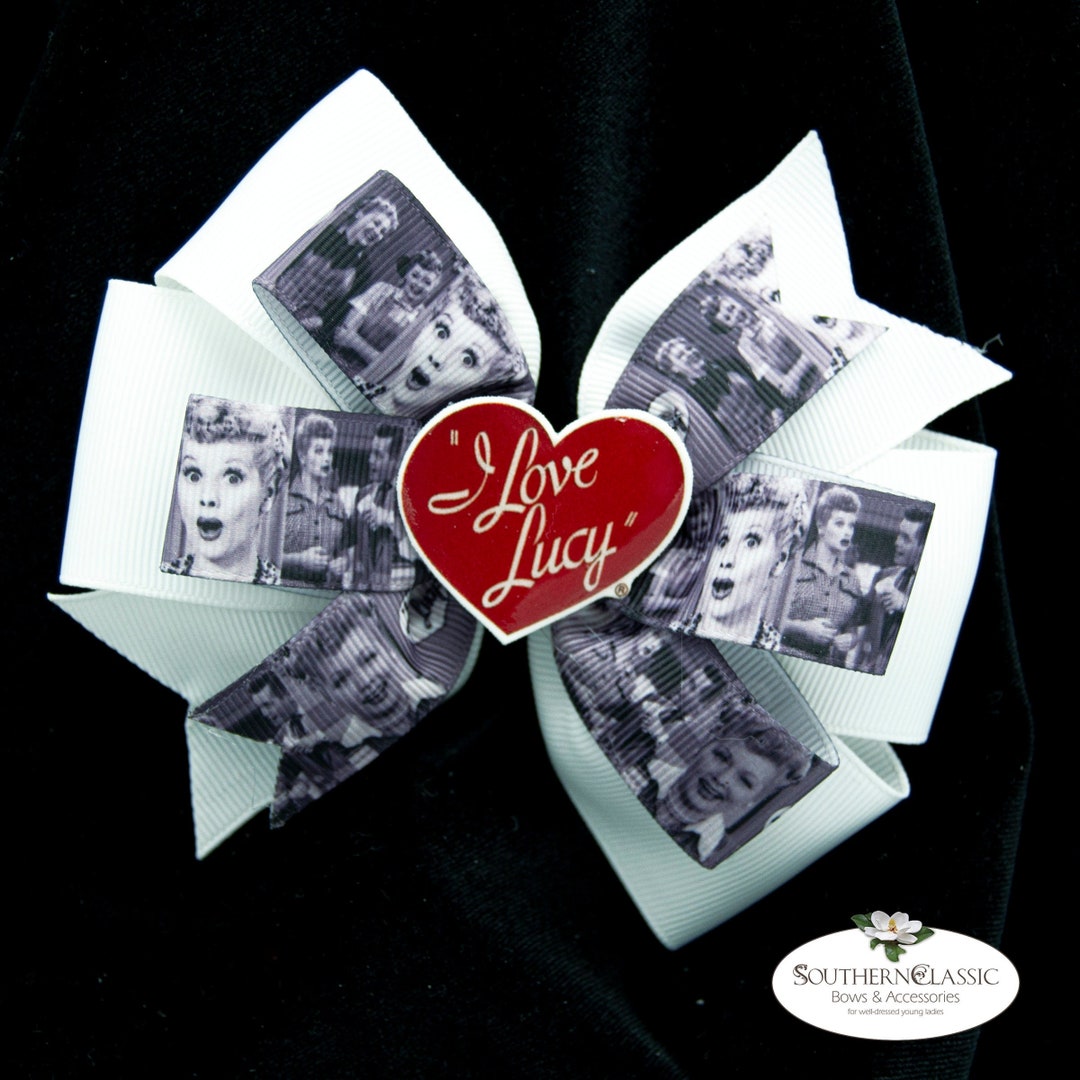 I Love Lucy Inspired Bow | Handmade Epoxy Resin Heart Center | Black ...