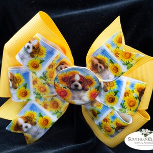Cute Puppy Stacked Boutique Bow | Cocker Spaniel Puppy Bow | Puppies ...