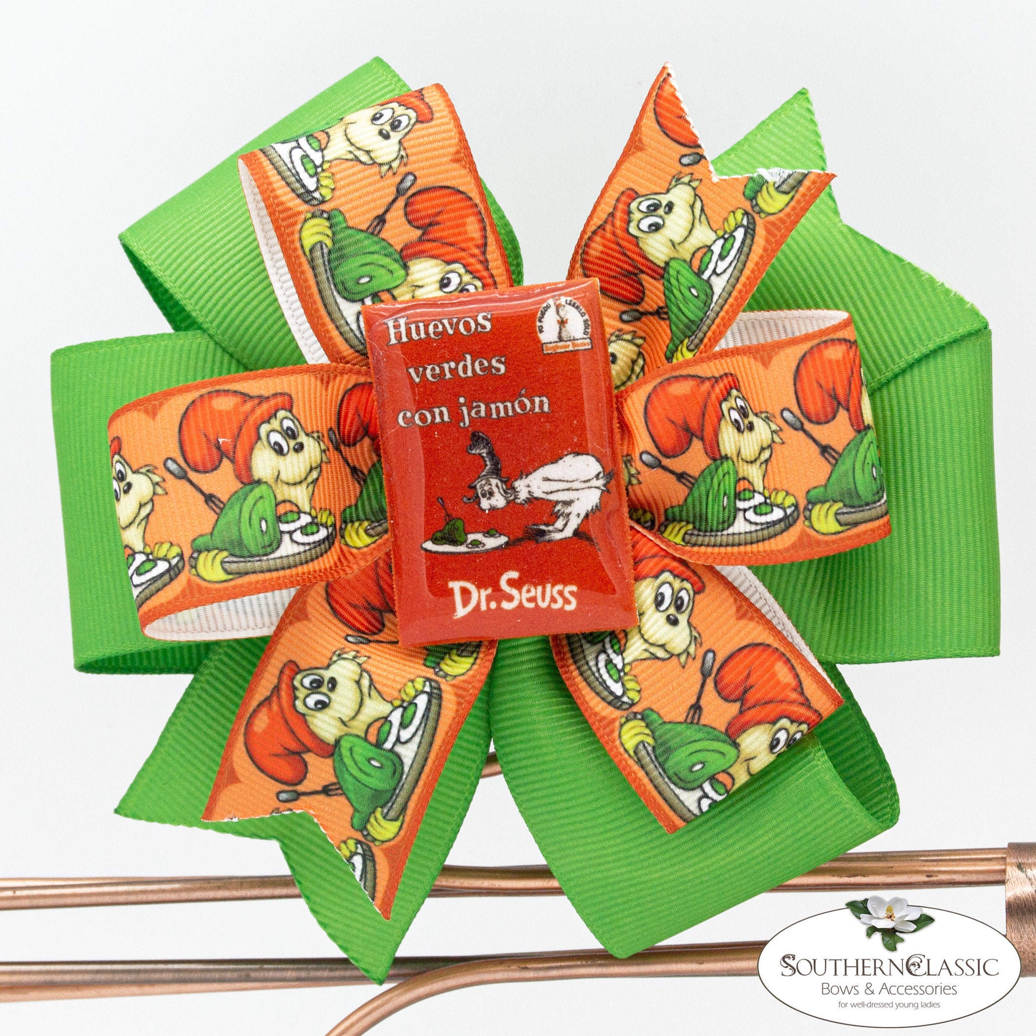Green Eggs and Ham Hair Bow: Handmade Dr. Seuss Book Center - Etsy