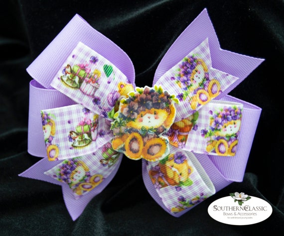 Purple Checks and Vintage Teddy Bears Stacked Boutique Hair | Etsy