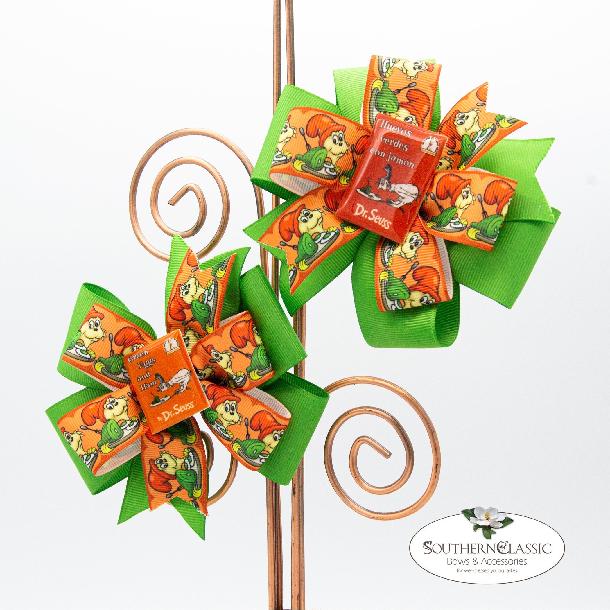 Green Eggs and Ham Hair Bow: Handmade Dr. Seuss Book Center - Etsy