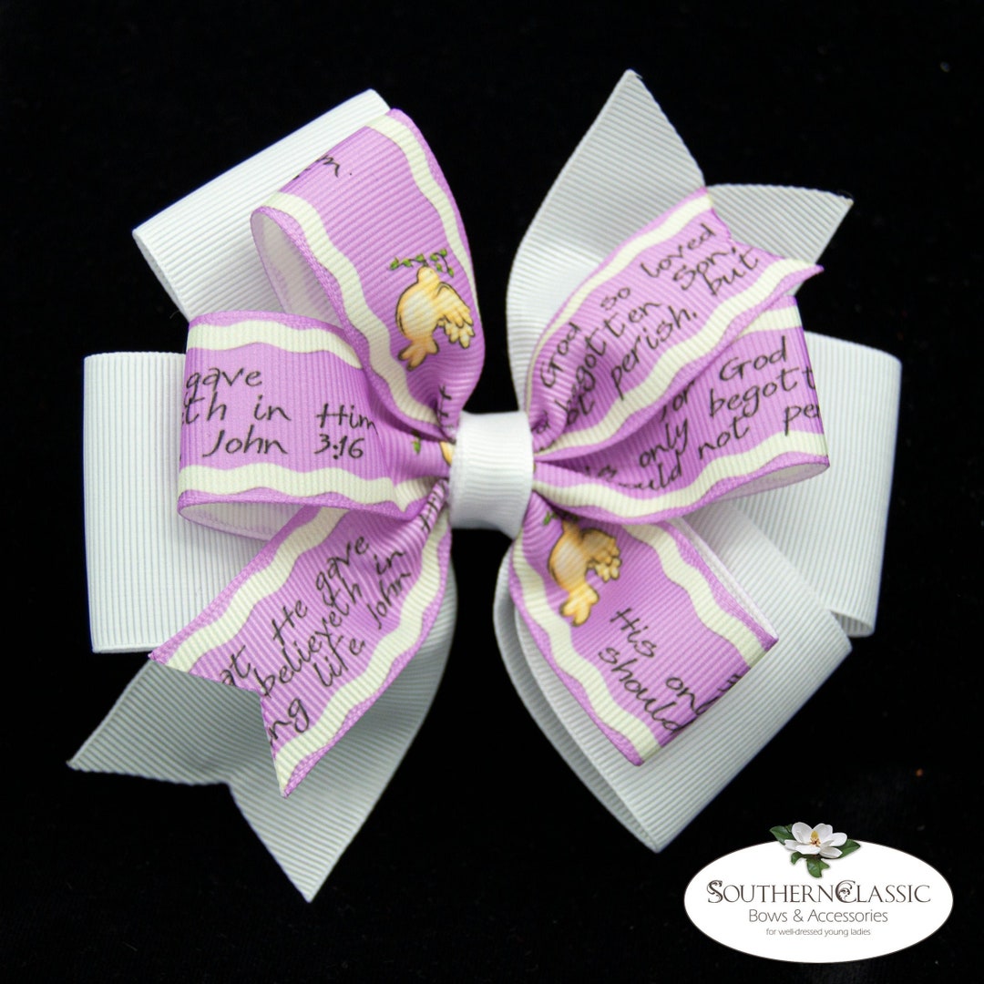 John 3:16 Stacked Boutique Bow | Bible Verse Bow | Christian Bow ...