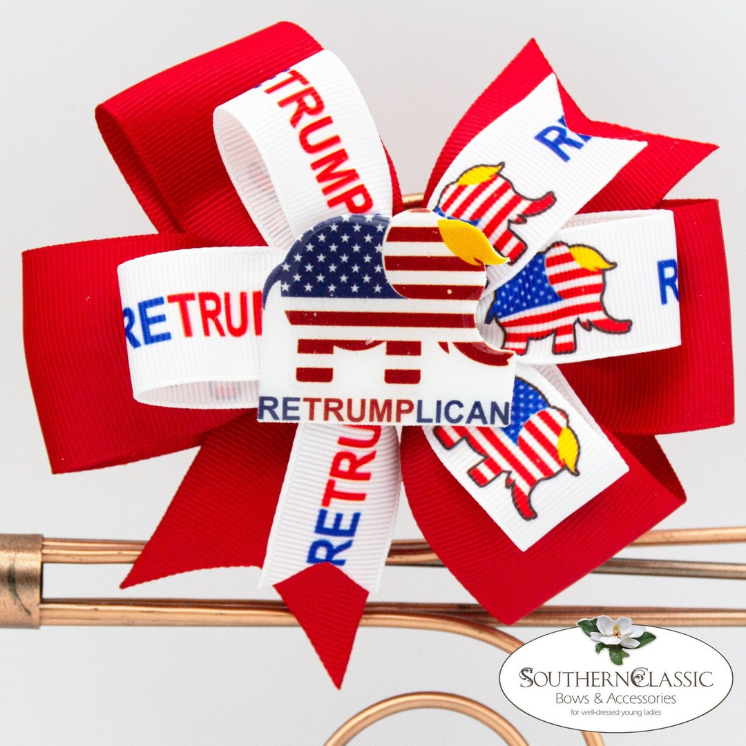 Retrumplican Stacked Hair Bow Custom Designed Trump Ribbon - Etsy