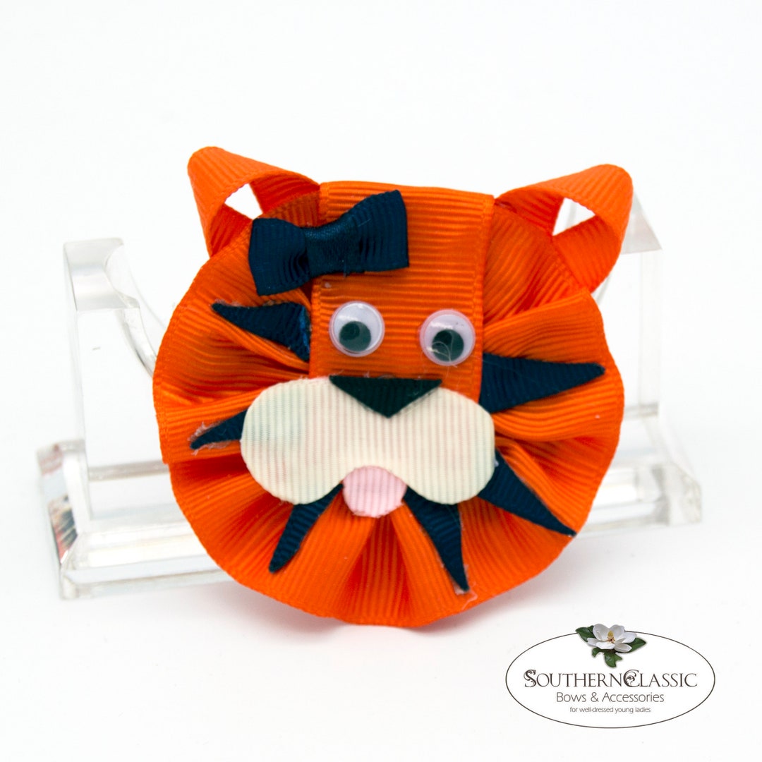 Tiger Ribbon Sculpture With Tiny Bow | Cute Game Day Hair Clip | Animal ...