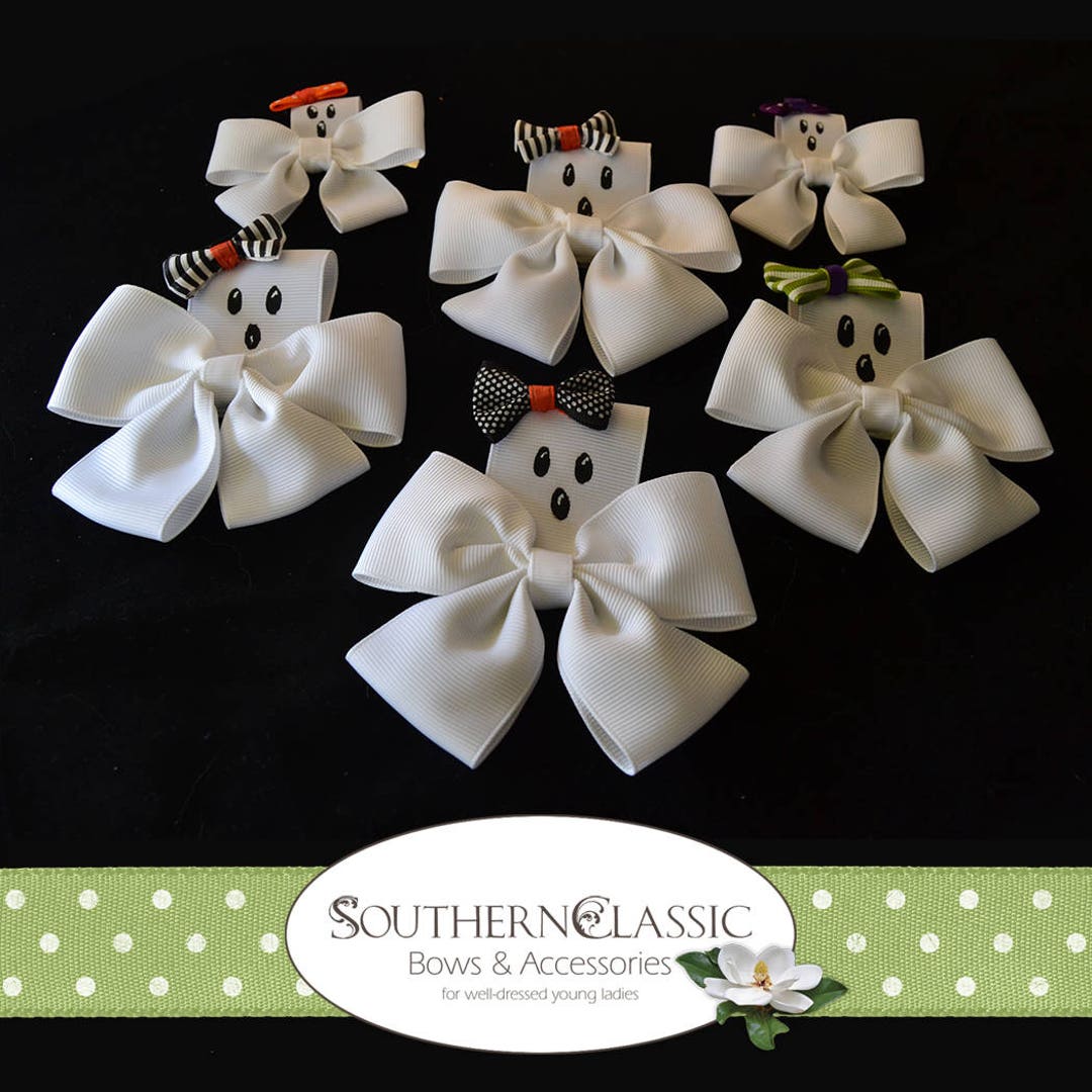 Hand-painted Ghost Hair Bow: Halloween Clip, Mommy & Me - Etsy