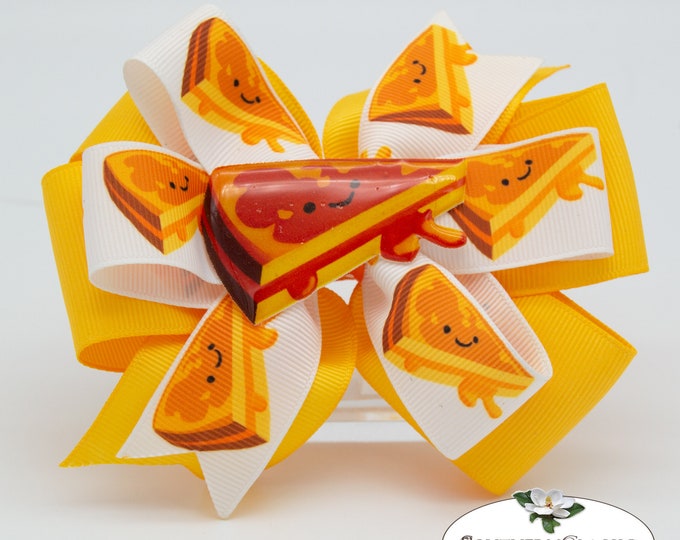 Grilled Cheese Bow | Yellow and White Printed Ribbon | Resin Grilled ...