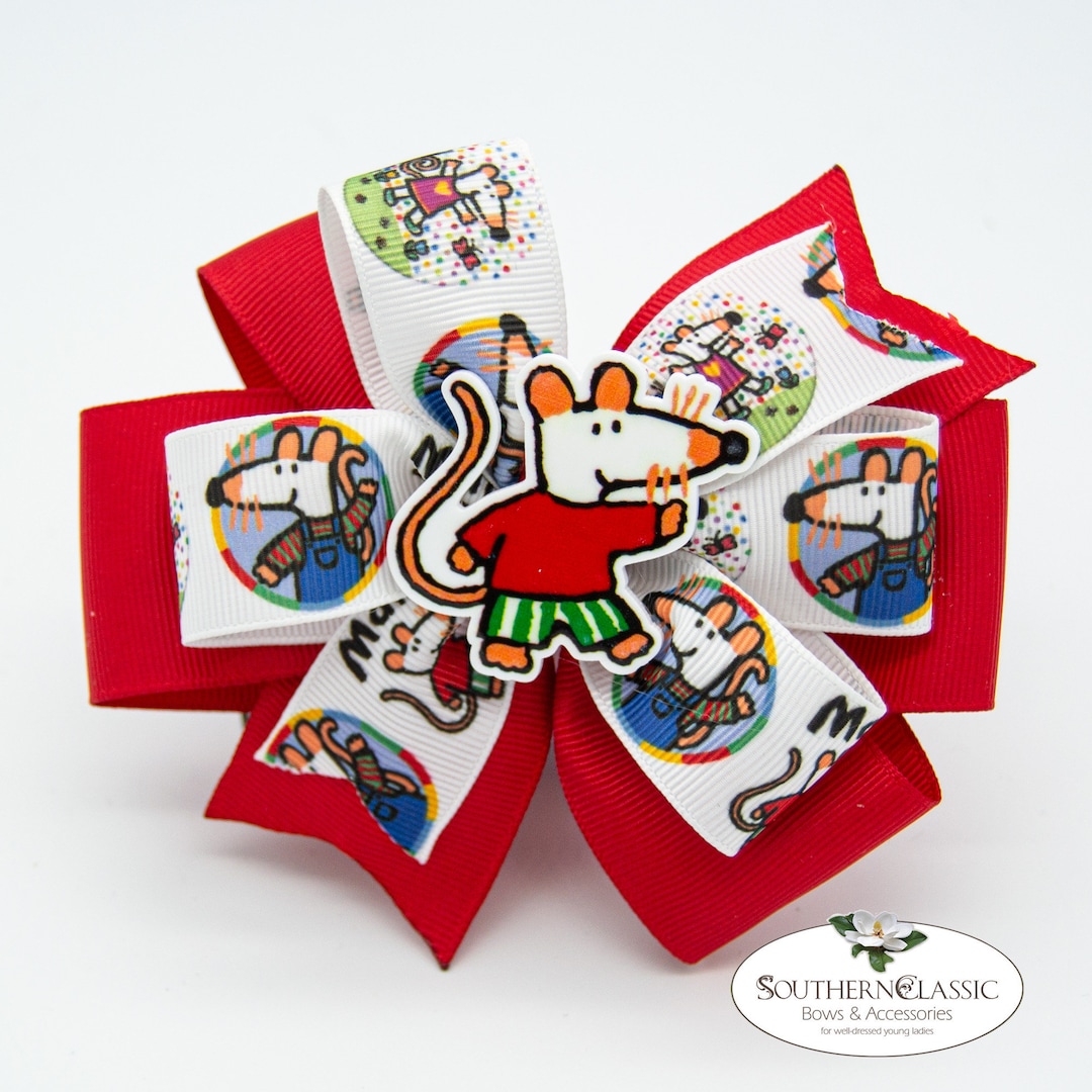 White Mouse Girl Hair Bow: Storybook Ribbon, Resin Center - Etsy