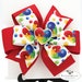 Autism Awareness Stacked Pinwheel Bow Puzzle Piece Hearts on White ...