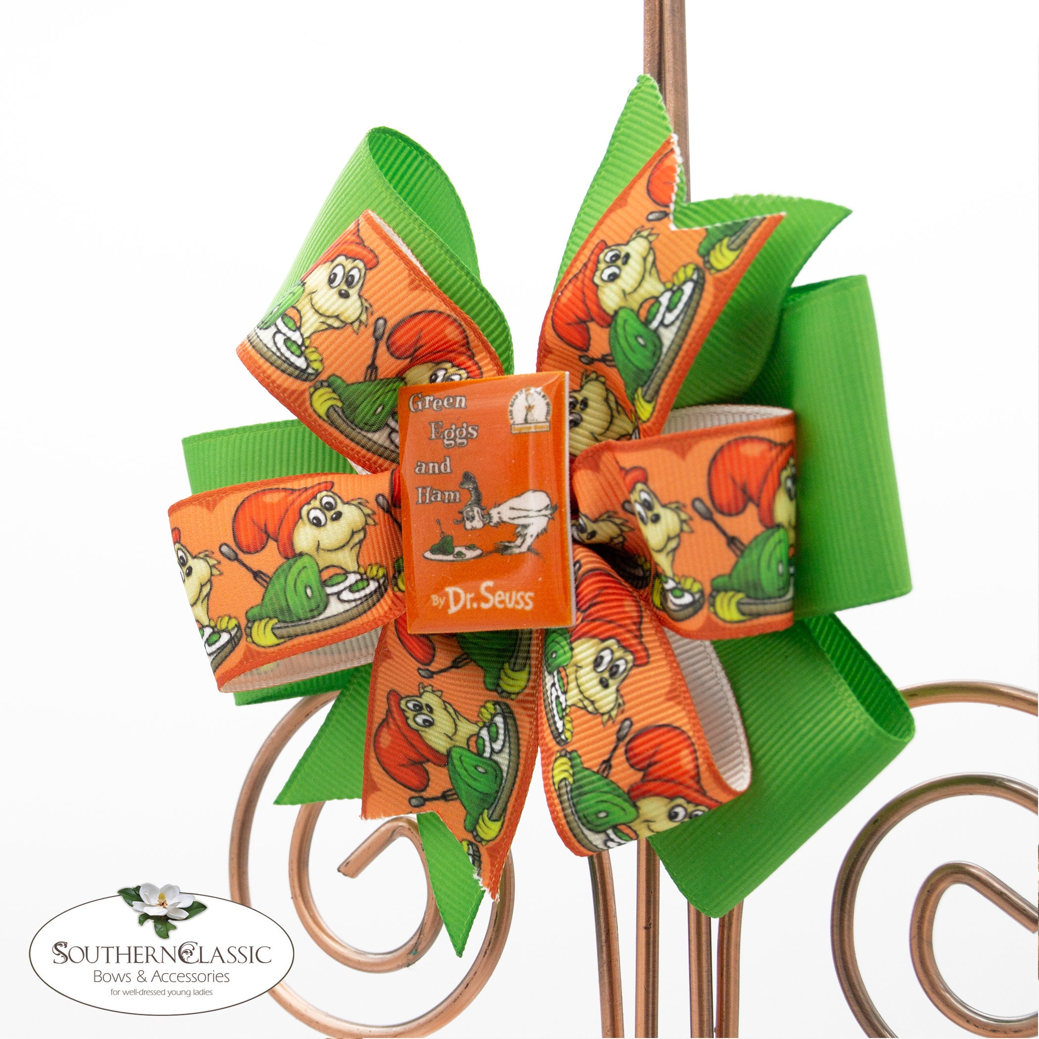 Green Eggs and Ham Hair Bow: Handmade Dr. Seuss Book Center - Etsy