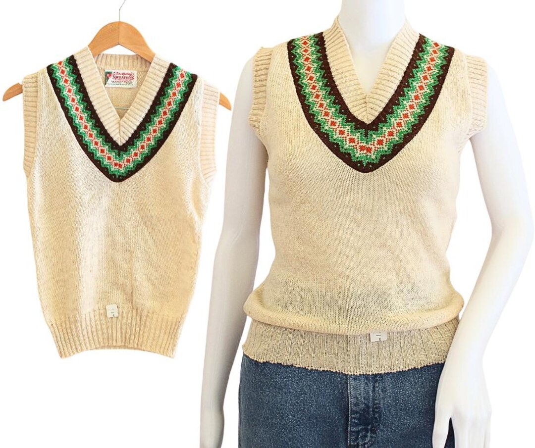 Vintage 60s Nordic Sweater Vest: Cream Fair Isle Knit - Etsy