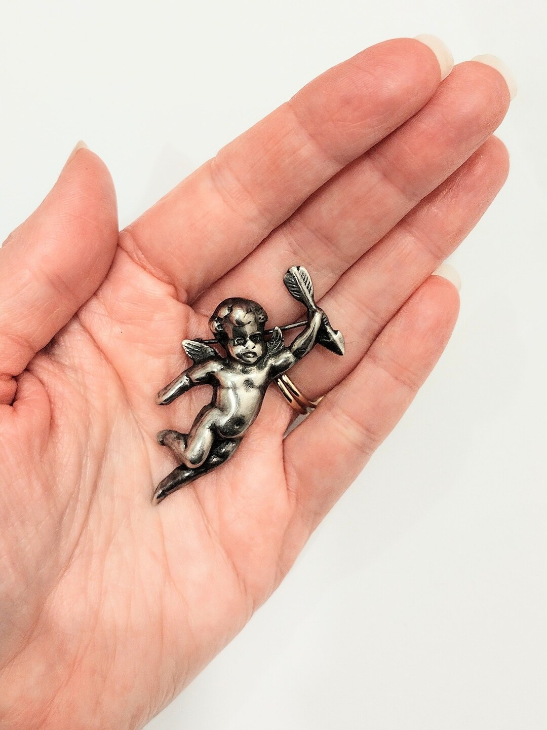 STERLING SILVER Cupid Pin | Cherub,angel,silver,brooch, Victorian - Etsy
