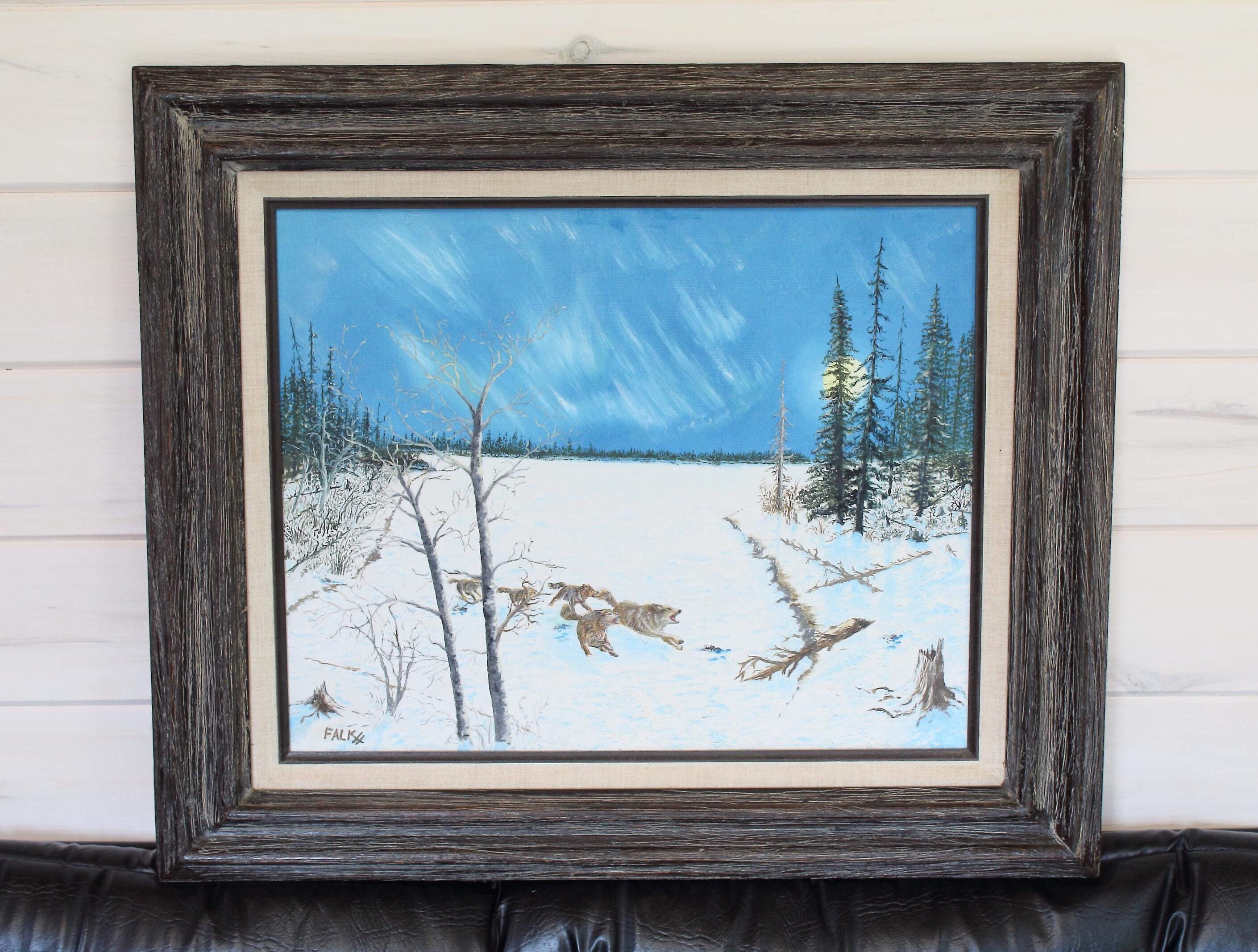 ORIGINAL WOLF PAINTING | Vintage, Minnesota Artist, Falk, North ...