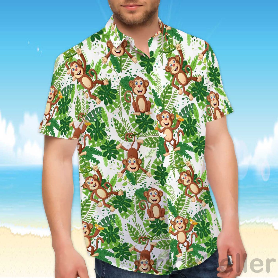 Funny Monkey Hawaiian Shirt Monkey Beach Shirt Monkey Summer - Etsy