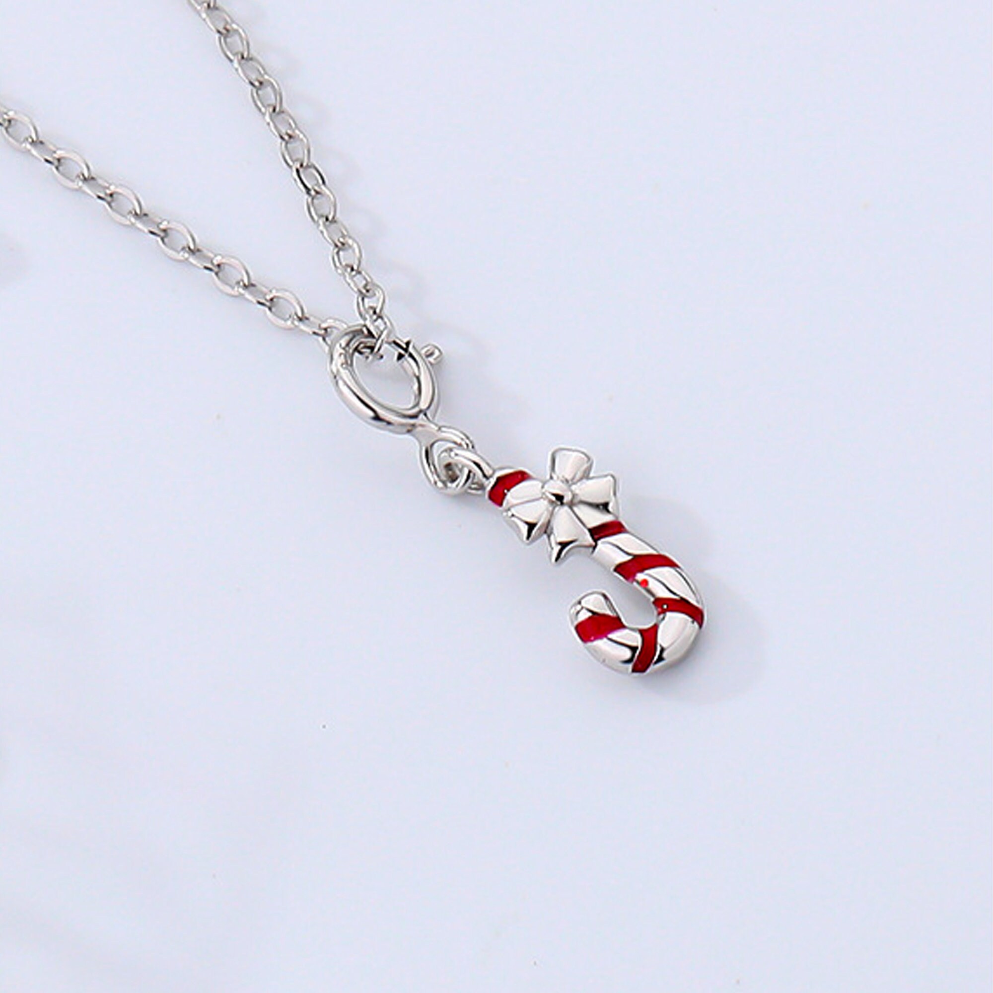 Dainty Christmas Candy Cane Necklace, Cable Chain Necklace, Minimalist ...