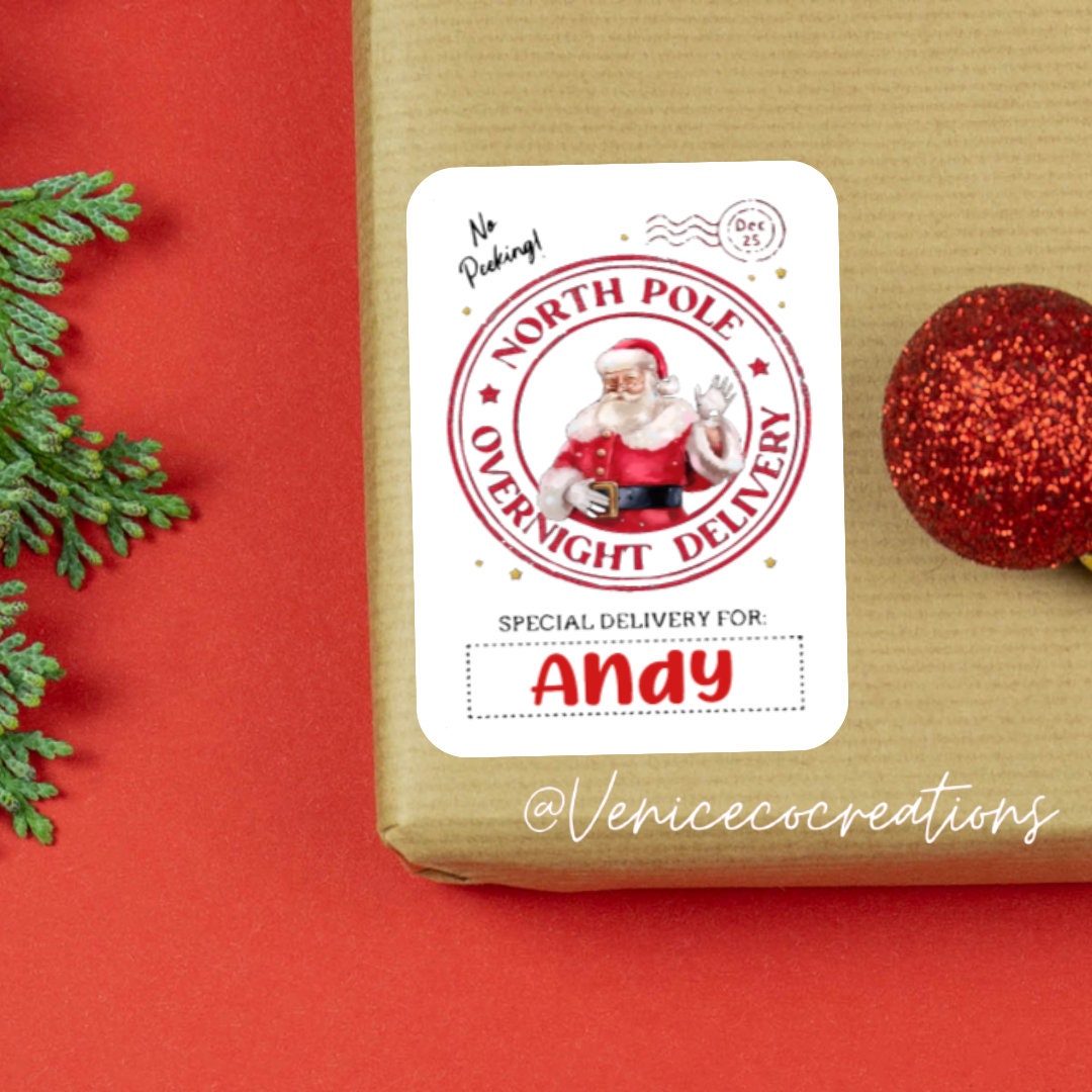 Custom Christmas Santa Delivery Stickers, Personalised Christmas Gift ...