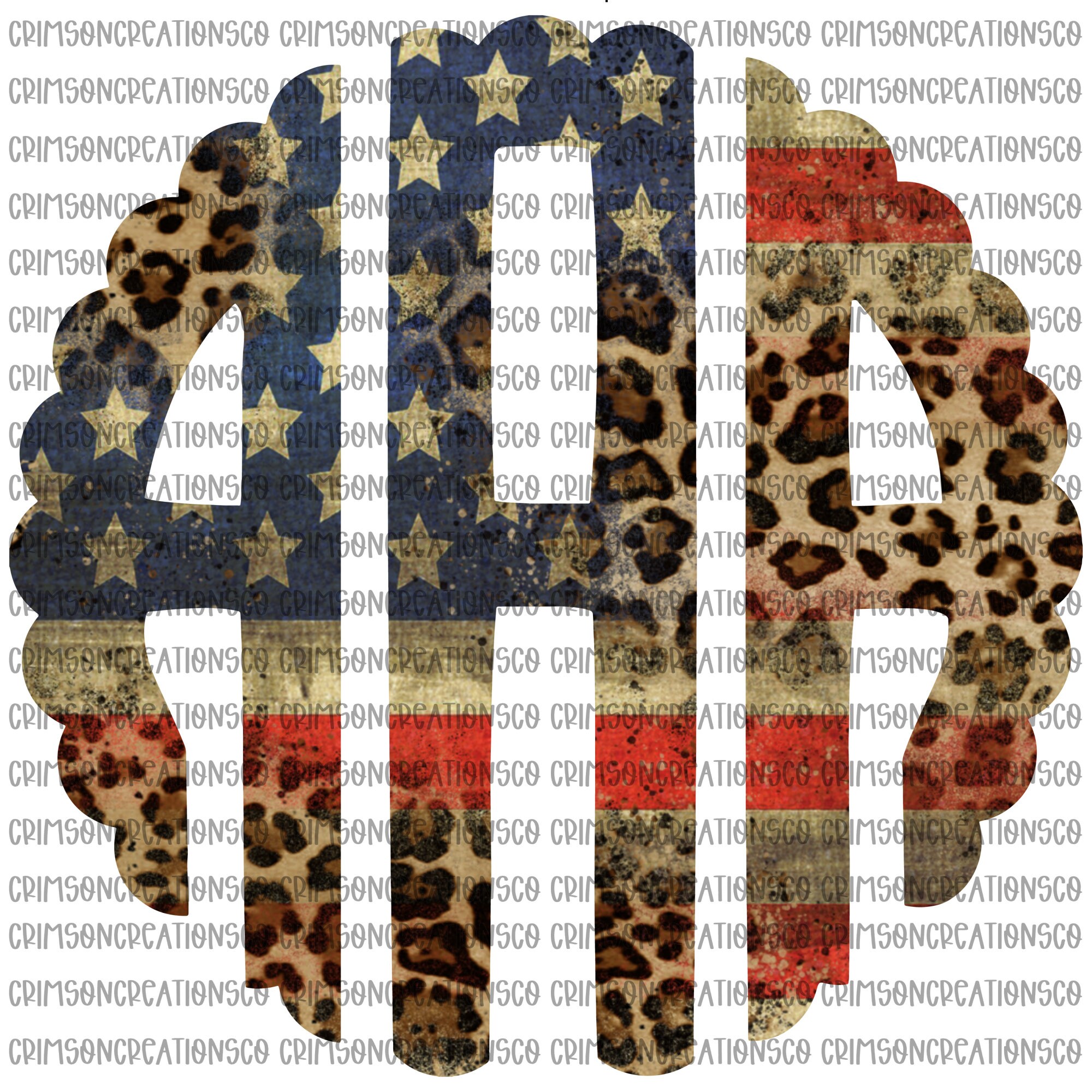 Red White and Blue Leopard Initials Png - Etsy
