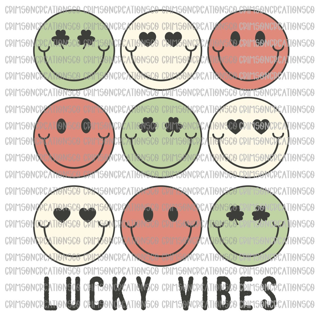 Lucky Vibes Smiley Faces Sublimation Transfer, St. Patrick Sublimation ...