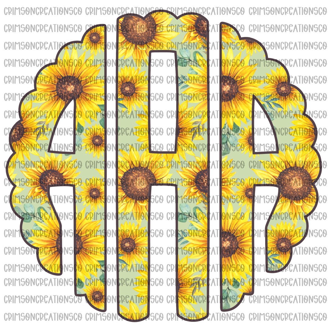 Vintage Sunflower Personalized Monogram Sublimation, Sunflower Initials ...