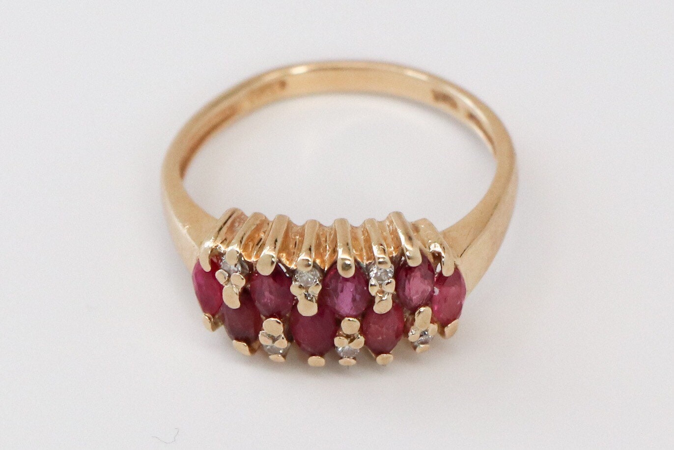 Vintage Ruby and Diamond Multistone Stacking Ring - 14K Yellow Gold ...