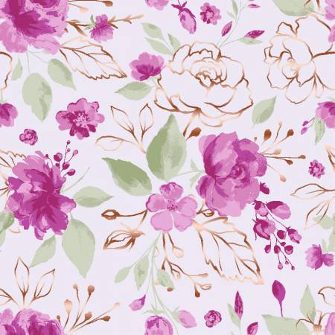 Madame Emile Bloom, Pink Floral Fabric, Countryside Garden by RJR - Etsy
