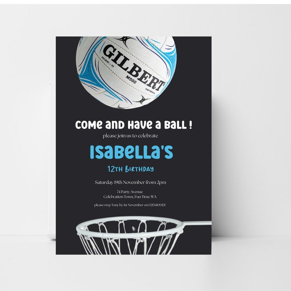 Netball Party Invitation - Etsy
