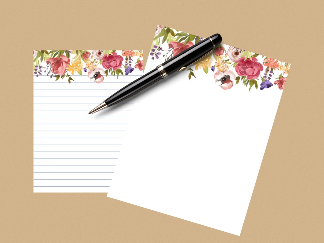 Flowers Writing Paper Set Flowers Notepaper Feminine Stationery Flowers ...