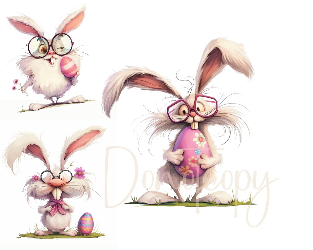 Easter Bunny Clipart 16 High Res Watercolor Jpgs for Junk Journaling ...