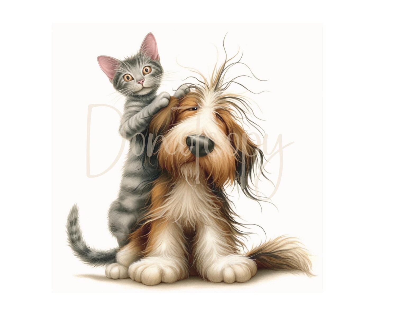 Watercolor Funny Dog and Cat Clipart: High-res Jpgs (digital Download ...