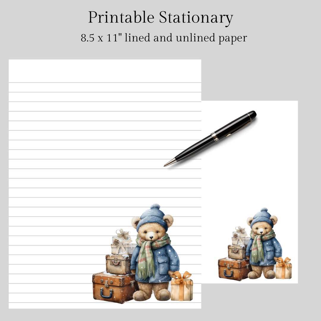 Cute Bear Letter Writing Set. Stationery Set, Writing Paper, Digital ...