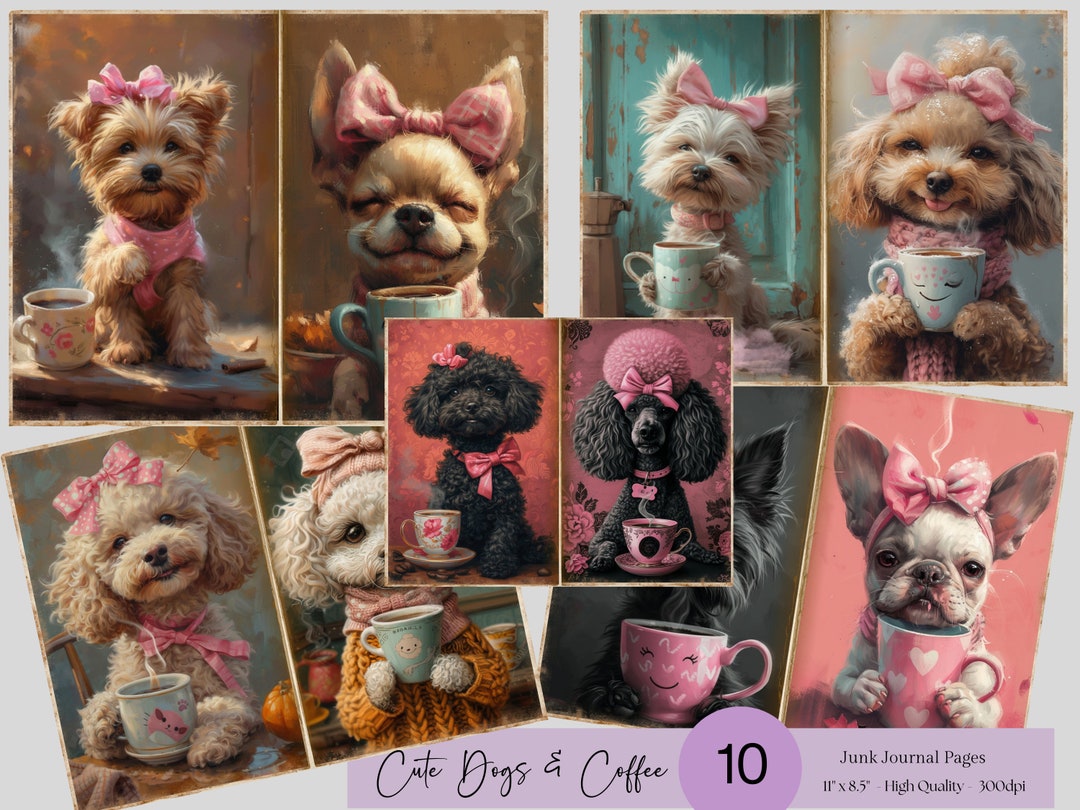 Girl Dogs Junk Journal, Dog With Coffee Junk Journal, Dogs Junk Journal ...