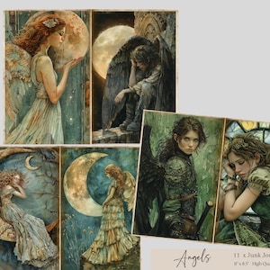 Vintage Angel Junk Journal Pages, Digital Scrapbook Paper, Heavenly ...