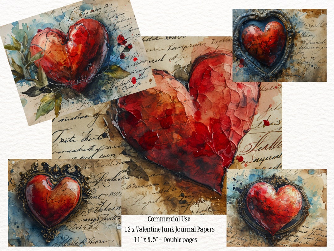 Valentine's Day Junk Journal Kit: Vintage Papers Digital Download ...