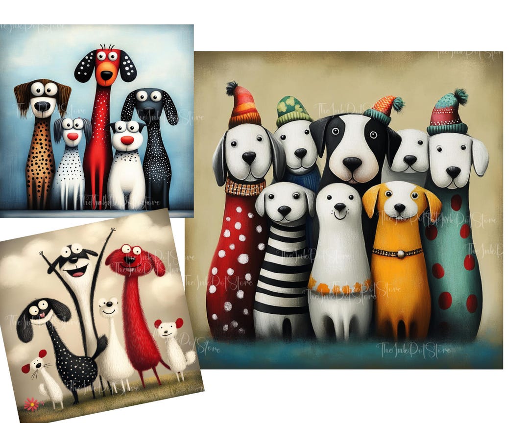 Funny Dogs Watercolor Clipart: High-res Jpgs for Junk Journals ...