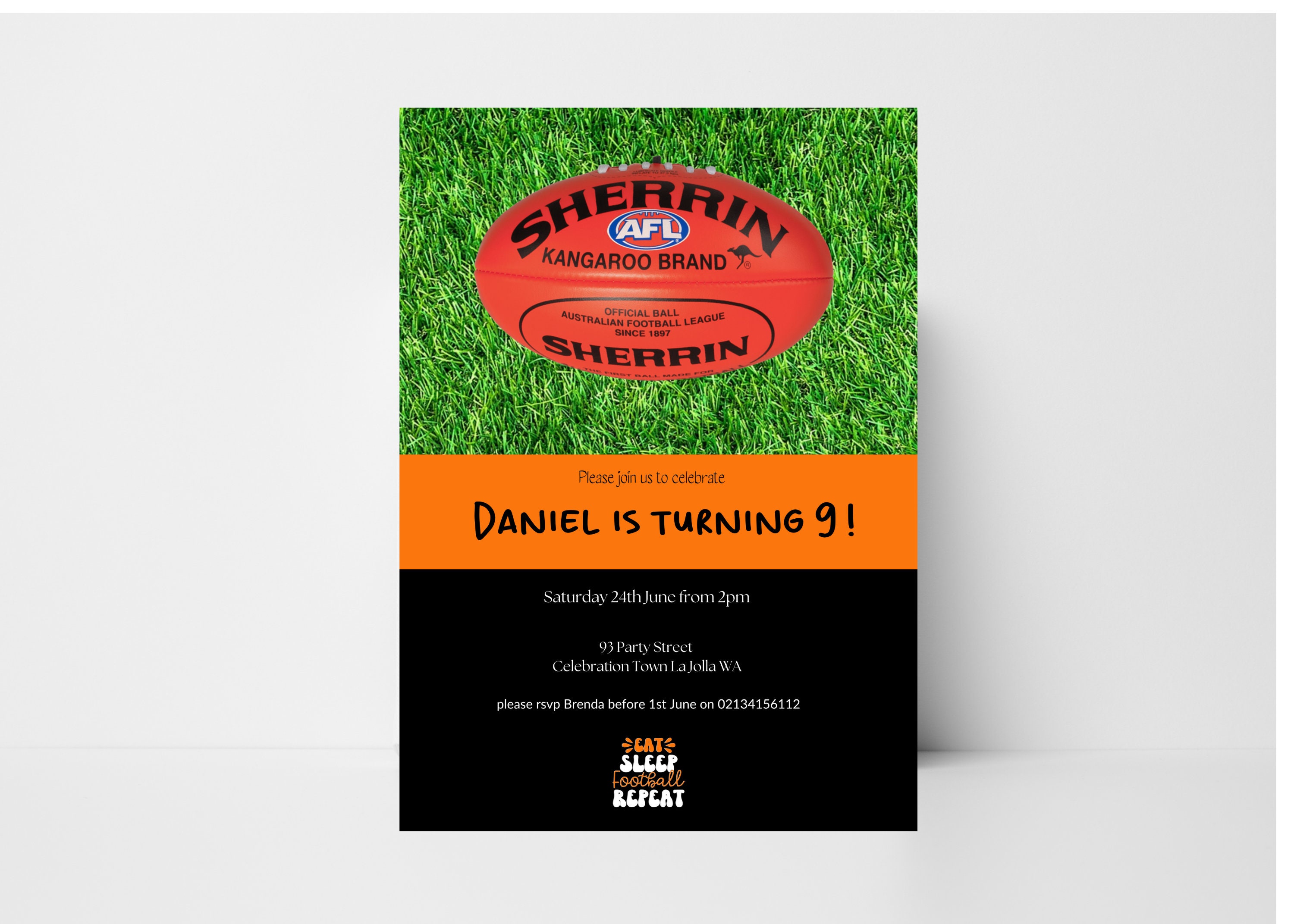 AFL Birthday Invitation Aussie Rules Birthday Invitation - Etsy