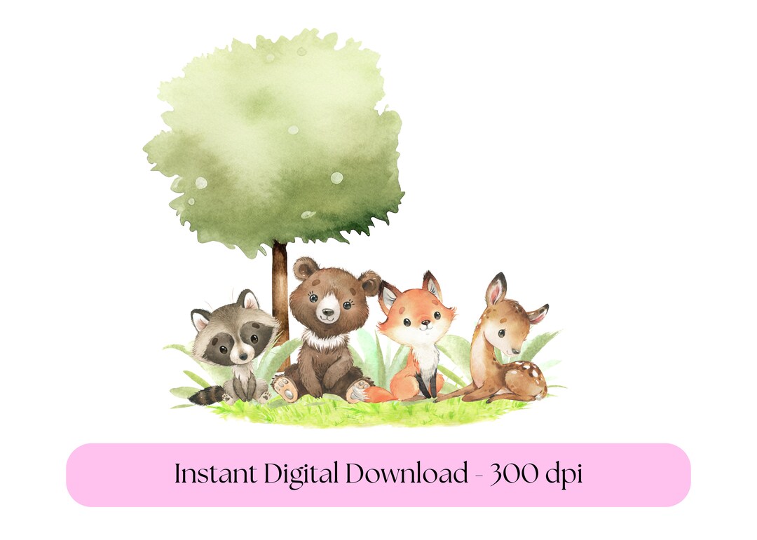 Woodland Animals PNG Clipart: Fox, Bear, Deer (digital Download) - Etsy