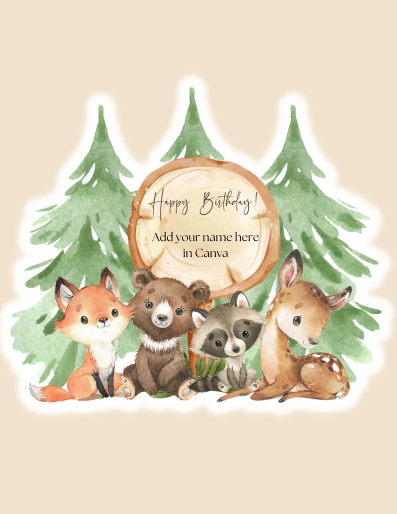 Woodland Animals Cake Topper, Birthday Party Decor (digital Download ...