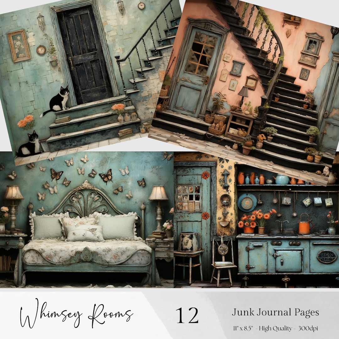 Rooms Junk Journal, Room Scene, Whimsical Background Paper,rooms ...